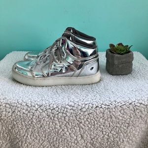Skechers | Shoes | Skechers Silver Hitop Sneaker | Poshmark